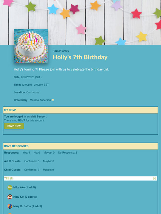 Custom Online Birthday Invitations and RSVPs