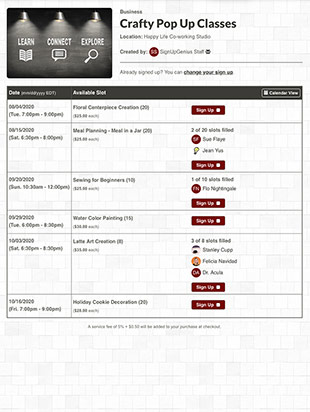 Schedule Pop-up Classes Easily